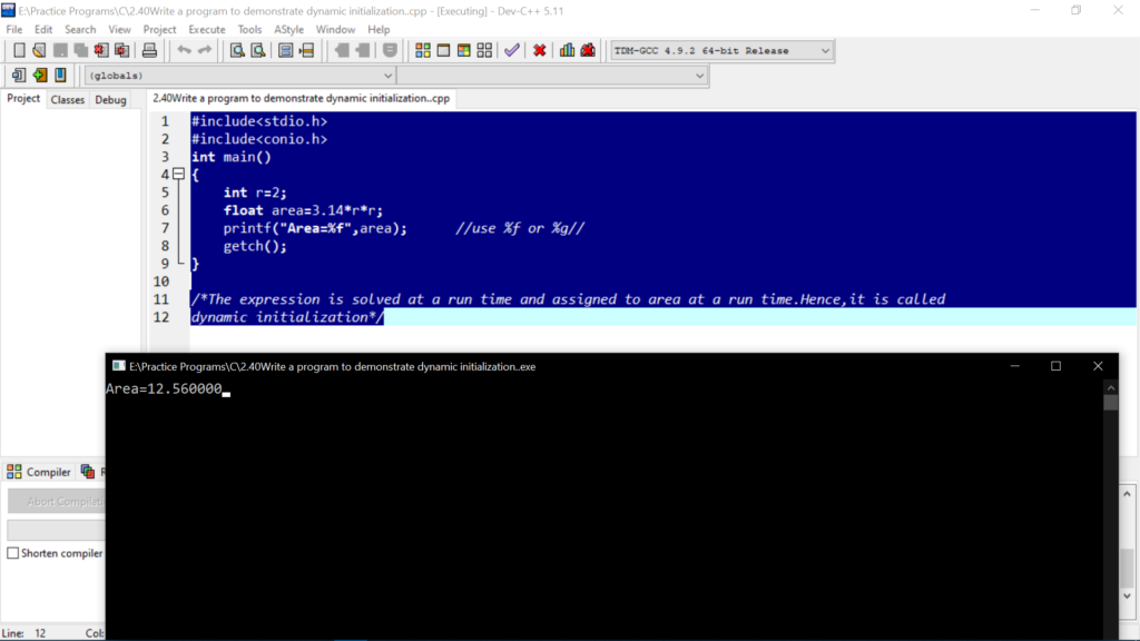 Write a program to demonstrate dynamic initialization. - Nesark | Tutorials Write a program to demonstrate dynamic initialization. - Nesark | Tutorials