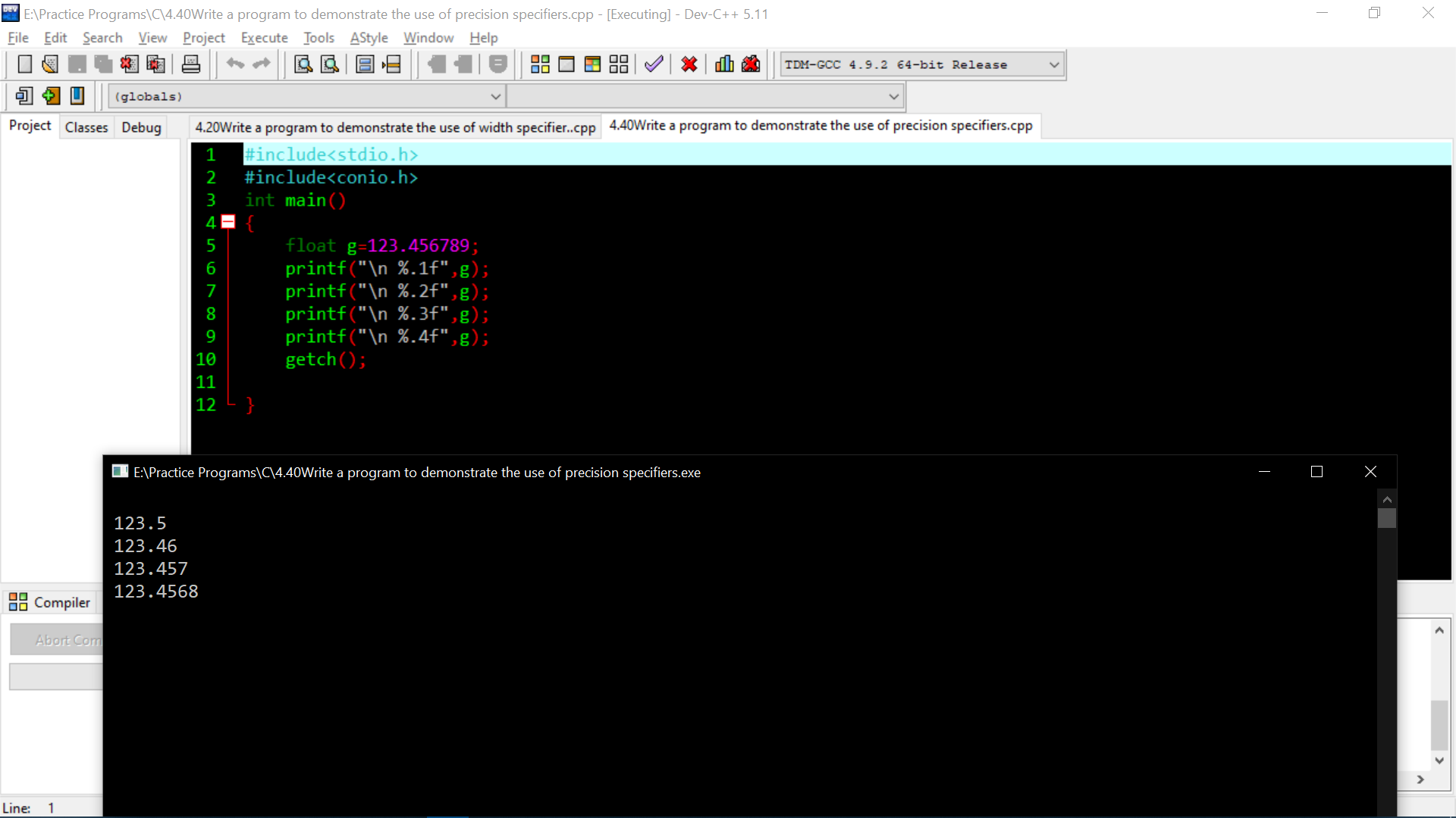 Write A Program To Demonstrate The Use Of Precision Specifiers Nesark Tutorials