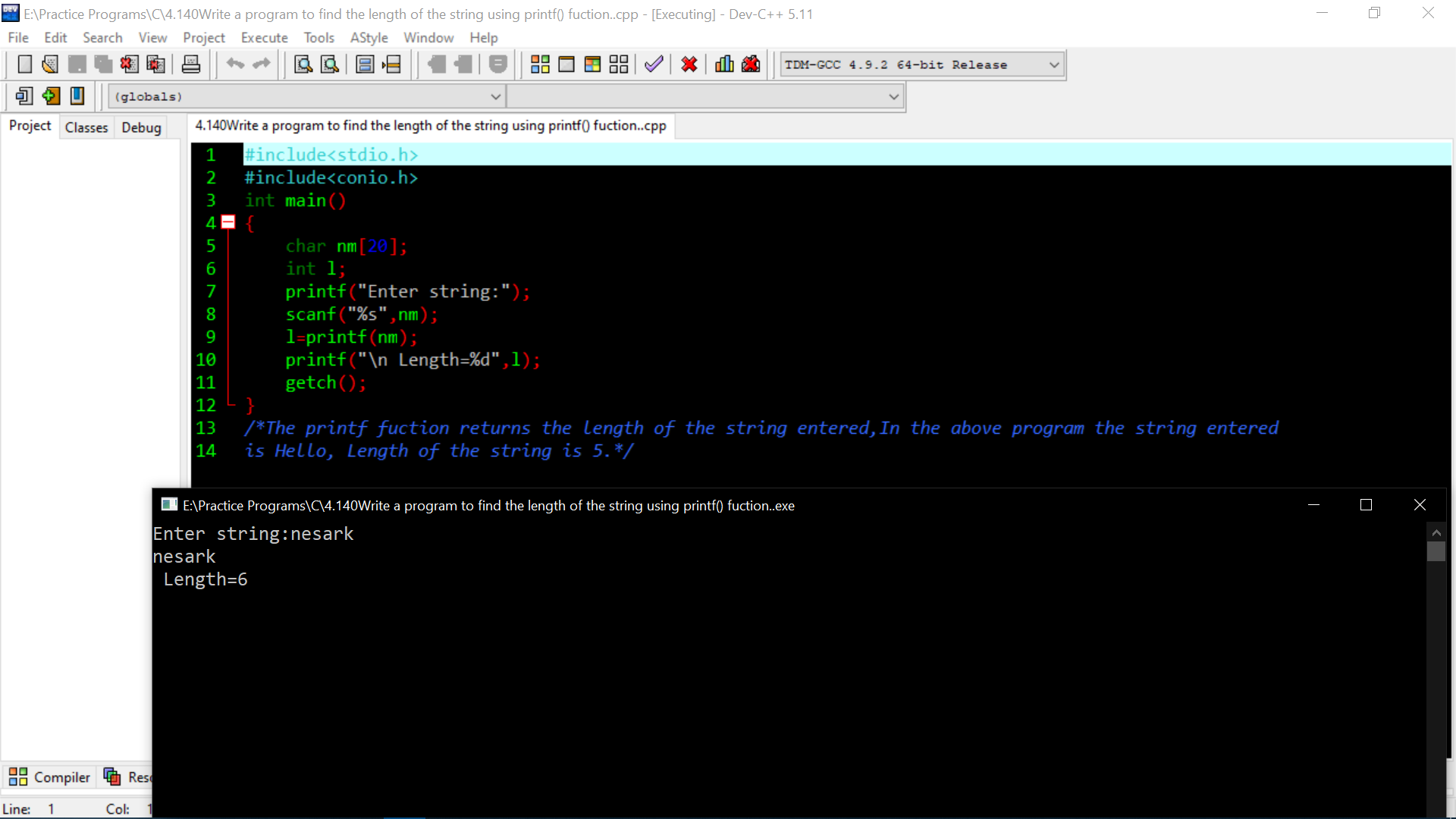 Write A Program To Find The Length Of The String Using Printf Fuction Nesark Tutorials